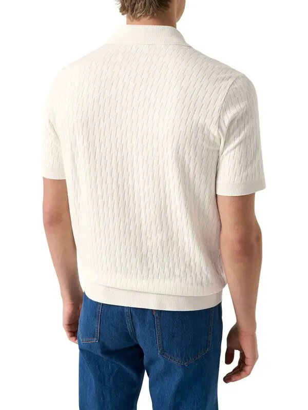 Eton Jacquard Cotton Polo Shirt - White