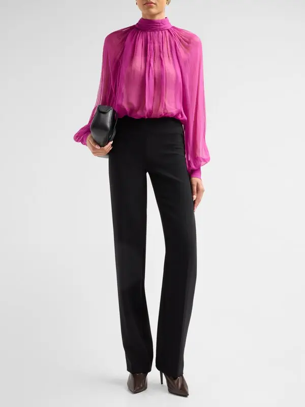 Ronny Kobo Zenia Draped Sheer Blouse