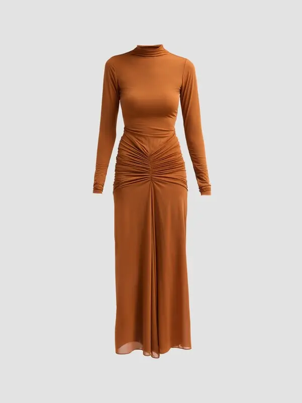 Ronny Kobo Scorpio Gathered Maxi Dress - Almond