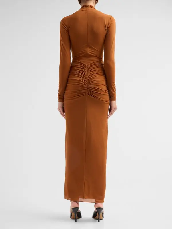 Ronny Kobo Scorpio Gathered Maxi Dress - Almond