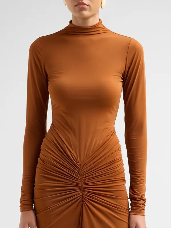 Ronny Kobo Scorpio Gathered Maxi Dress - Almond