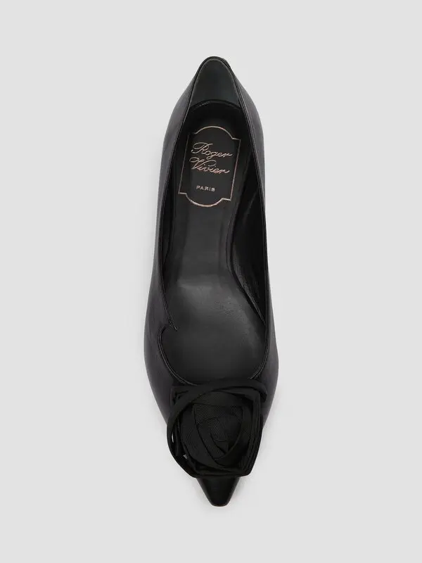 ROGER VIVIER I Love Vivier Rose Leather Ballerina Flats