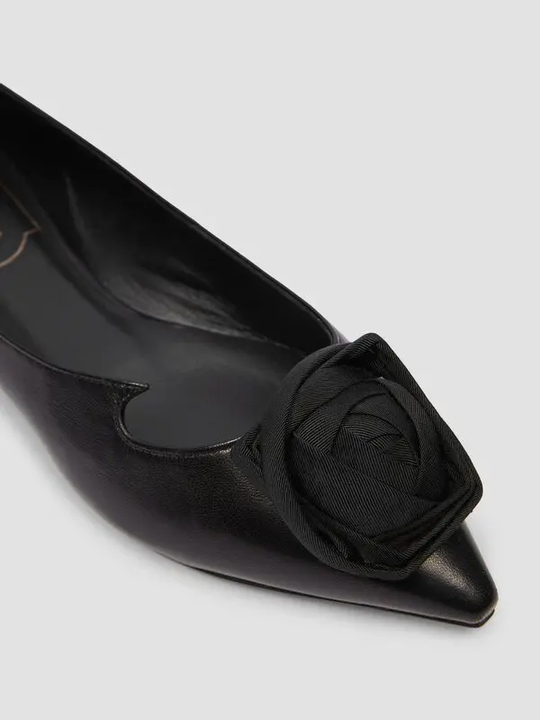 ROGER VIVIER I Love Vivier Rose Leather Ballerina Flats