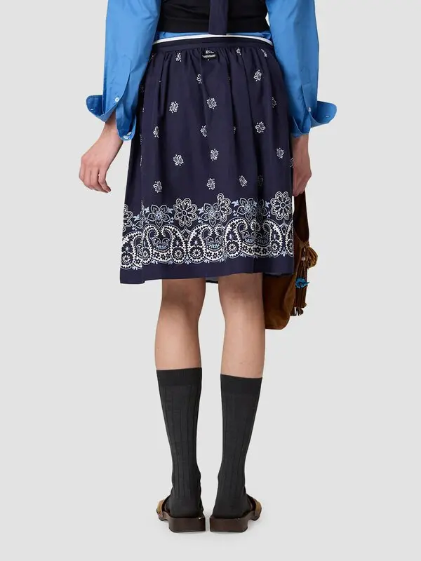Miu Miu Printed Slubbed Poplin Skirt