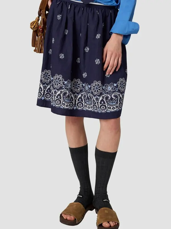 Miu Miu Printed Slubbed Poplin Skirt
