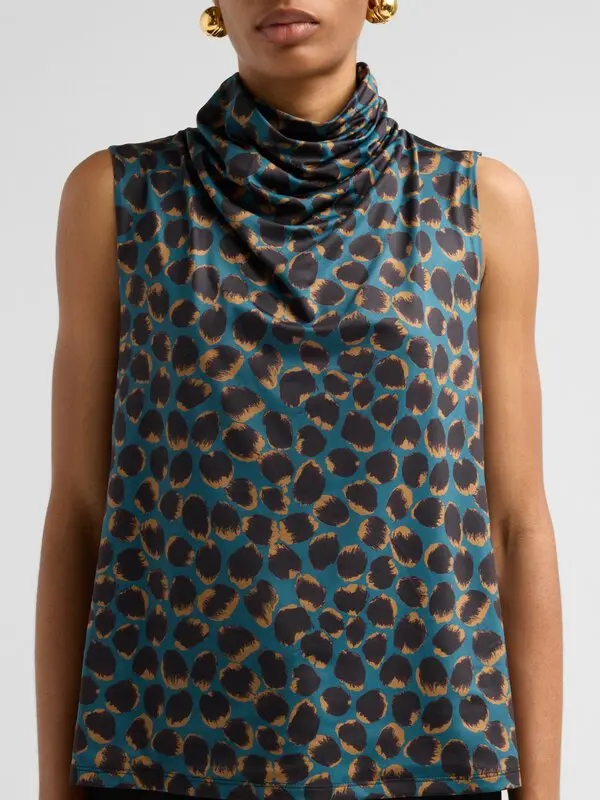 Altuzarra Holt Leopard-print Draped Top - Lagoon Spotted Leopard