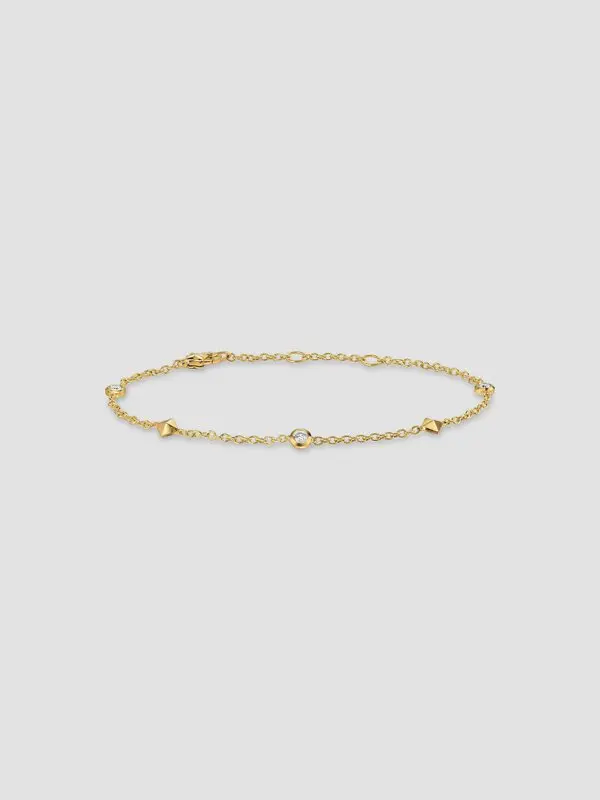David Yurman Petite Modern Renaissance Station Bracelet In 18k Yellow Gold - Diamond