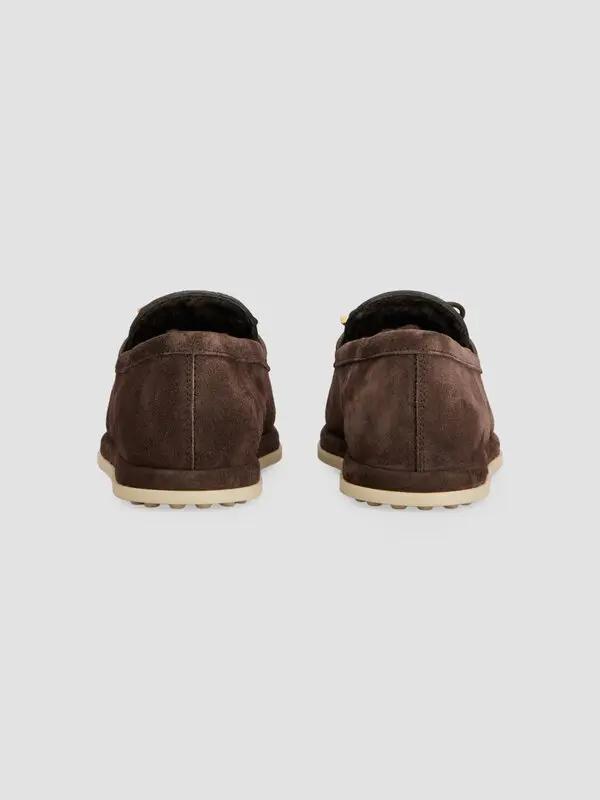 TOD'S Shearling-lined Suede Loafers - Palissandro
