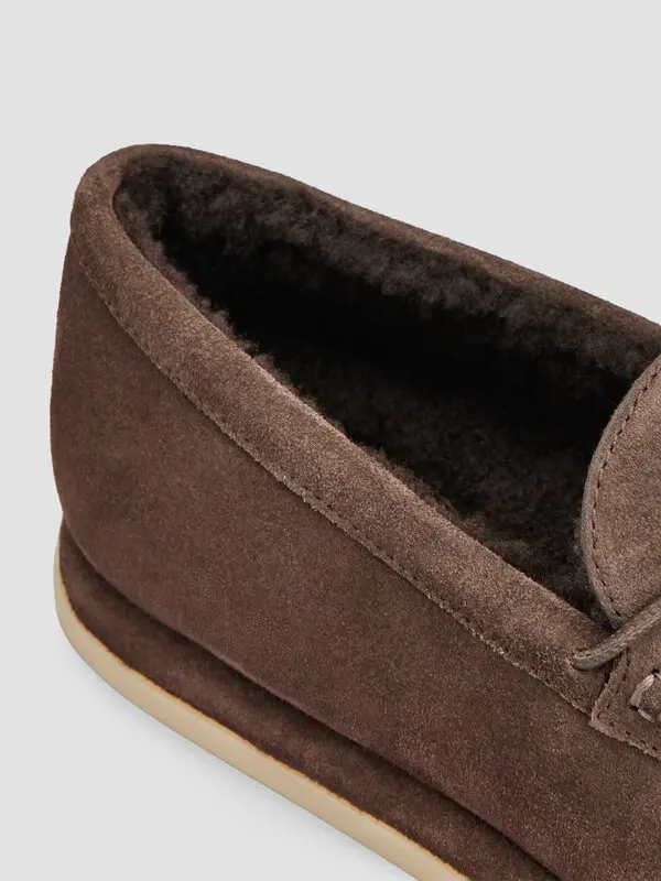 TOD'S Shearling-lined Suede Loafers - Palissandro