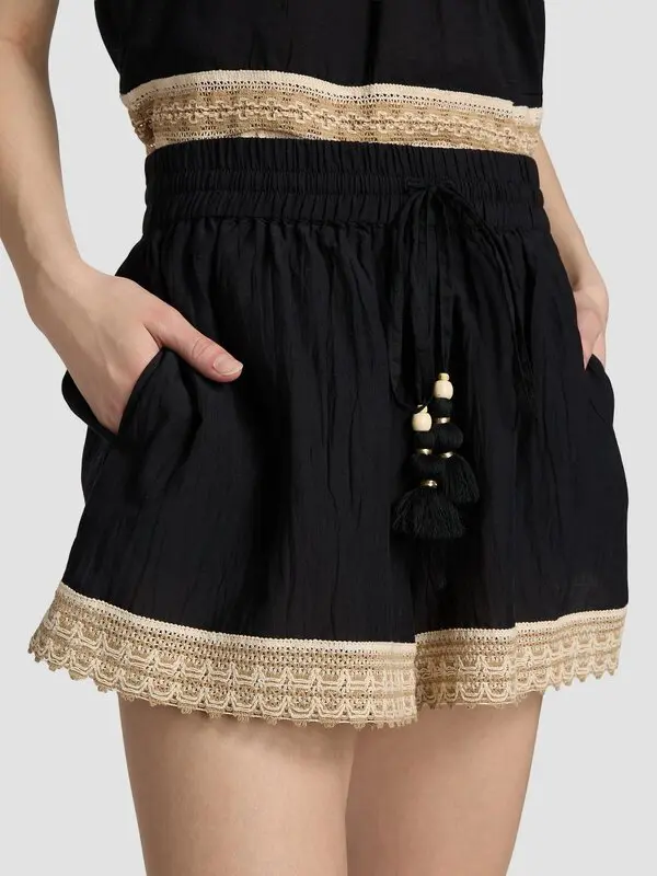 Ramy Brook Adrienne Cotton Cover-up Shorts - Black
