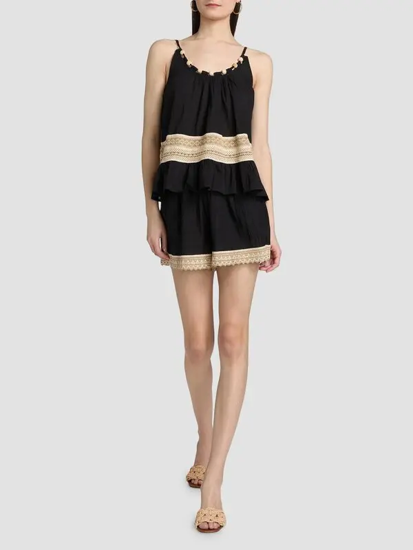 Ramy Brook Adrienne Cotton Cover-up Shorts - Black