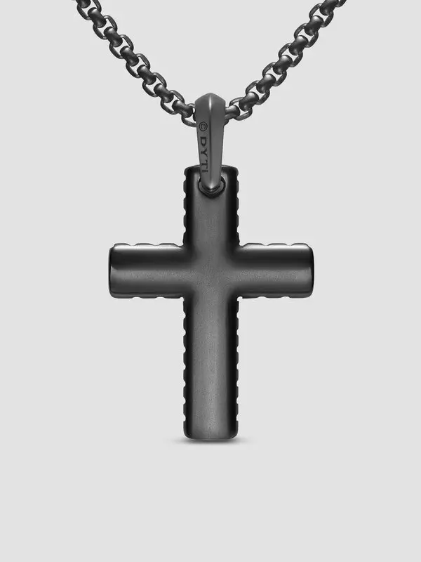 David Yurman Chevron Cross Pendant In Black Titanium