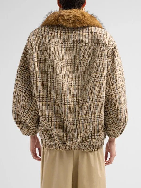 Ronny Kobo Savannah Tweed Faux Fur Collar Jacket