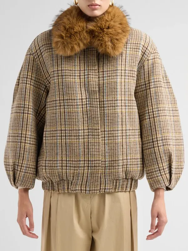 Ronny Kobo Savannah Tweed Faux Fur Collar Jacket