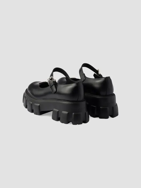 Prada Brushed Leather Monolith Mary Janes