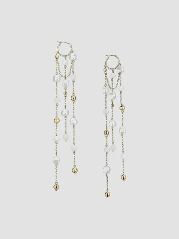 Ramy Brook Nira Goldtone, Glass Bead & Imitation Pearl Drop Earrings