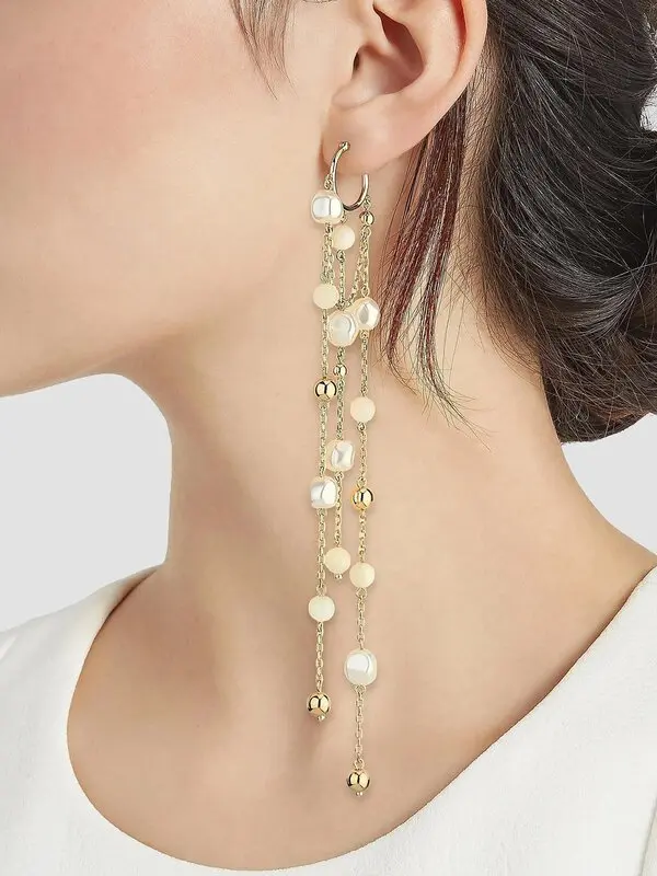 Ramy Brook Nira Goldtone, Glass Bead & Imitation Pearl Drop Earrings