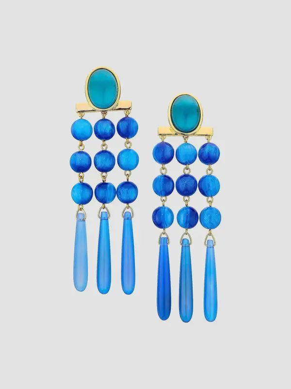 Ramy Brook Elisa Goldtone, Resin & Agate Chandelier Earrings - Blue Multi
