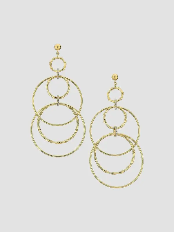 Ramy Brook Chiara Goldtone & Cubic Zirconia Bamboo Hoop Drop Earrings