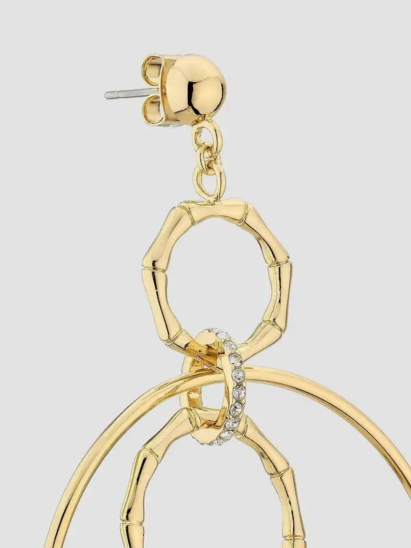 Ramy Brook Chiara Goldtone & Cubic Zirconia Bamboo Hoop Drop Earrings