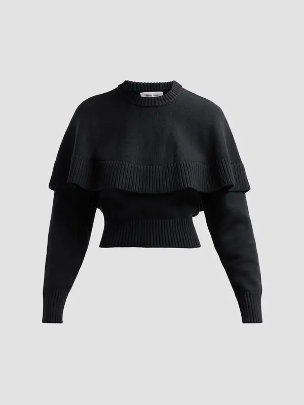 Ronny Kobo Evian Layered Cape Sweater - Black