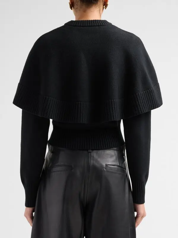 Ronny Kobo Evian Layered Cape Sweater - Black