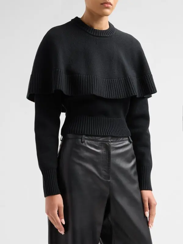Ronny Kobo Evian Layered Cape Sweater - Black