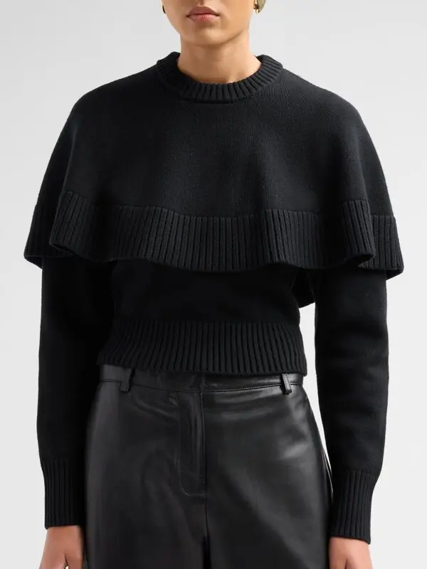 Ronny Kobo Evian Layered Cape Sweater - Black