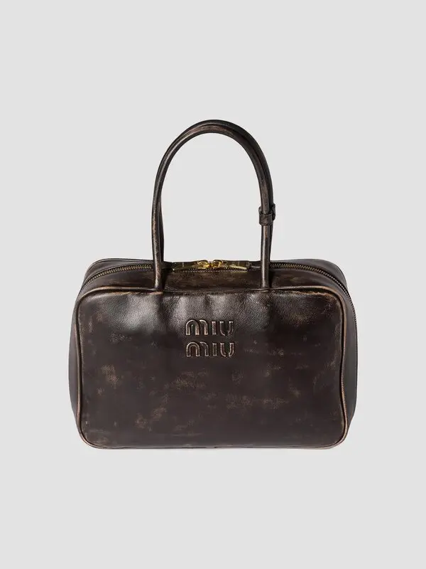 Miu Miu Beau Nappa Leather Top Handle Bag - Brown