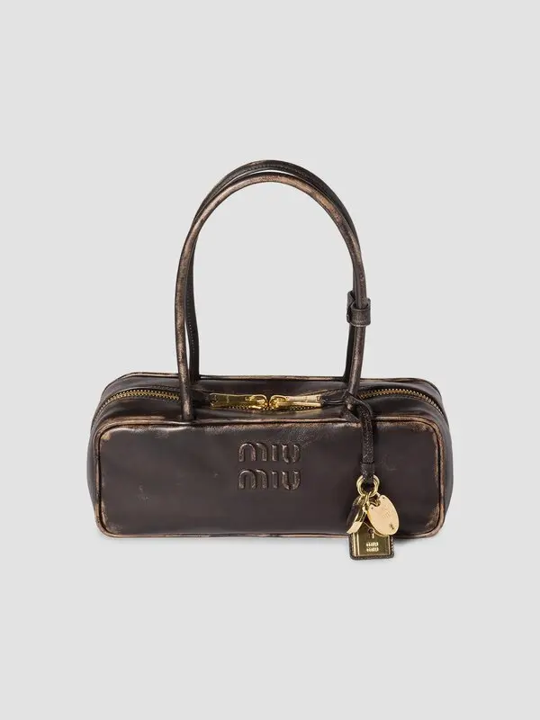 Miu Miu Beau Nappa Leather Top Handle Bag - Brown