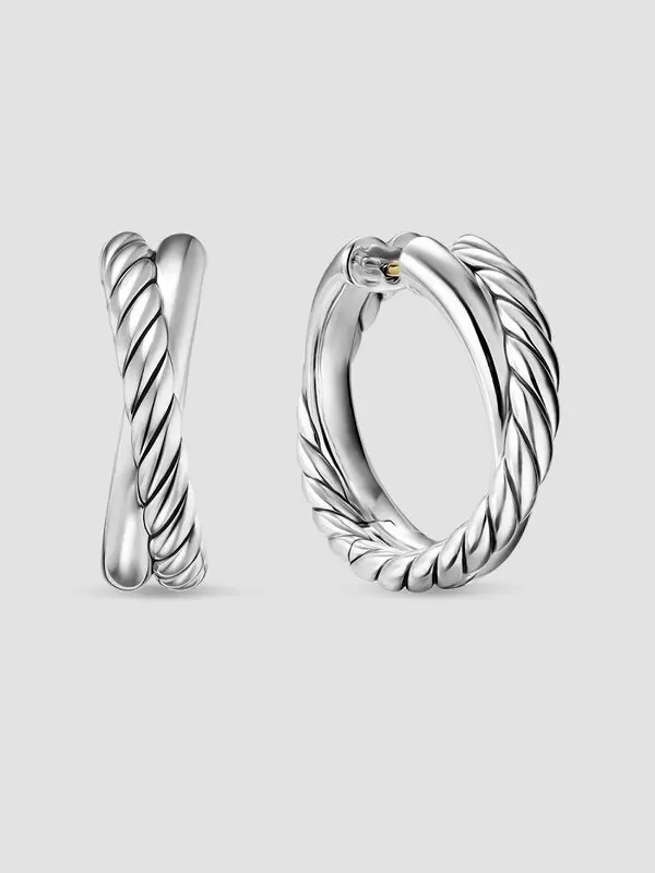 David Yurman Crossover Hoop Earrings In Sterling 22.3mm
