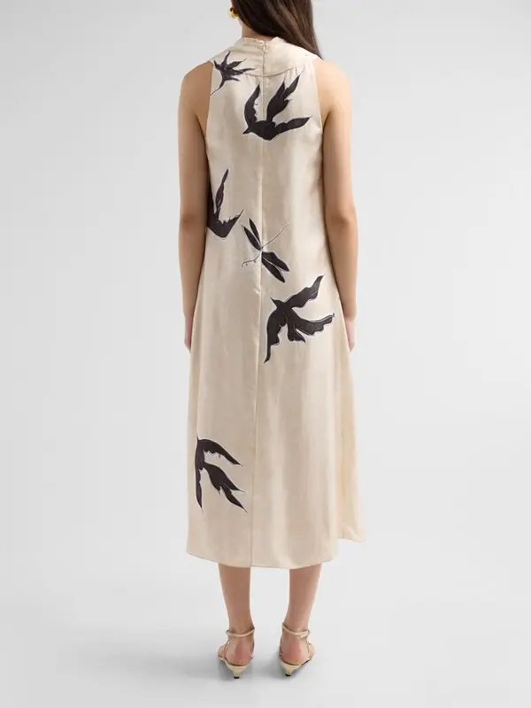 Altuzarra Lucie Bird-print Silk Midi Dress