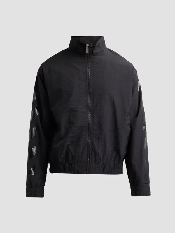 Off-White Glossy Arrow Nylon Track Jacket - Black