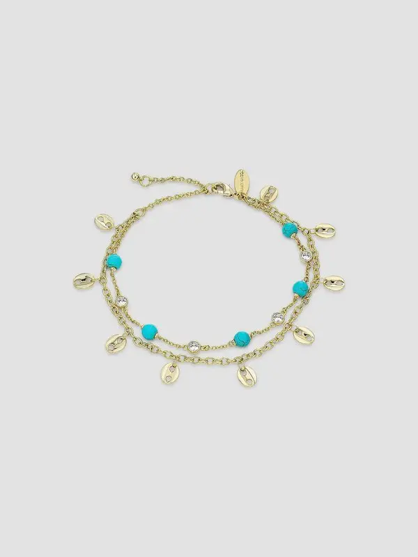 Ramy Brook Arianna Goldtone, Turquoise & Cubic Zirconia Anklet