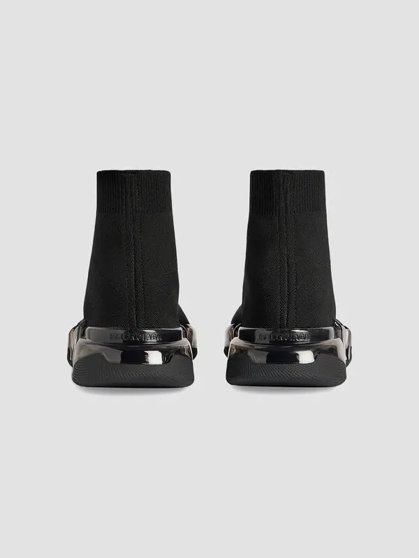 Balenciaga Speed 2.0 Full Clear Sole Knit Sneakers - Black