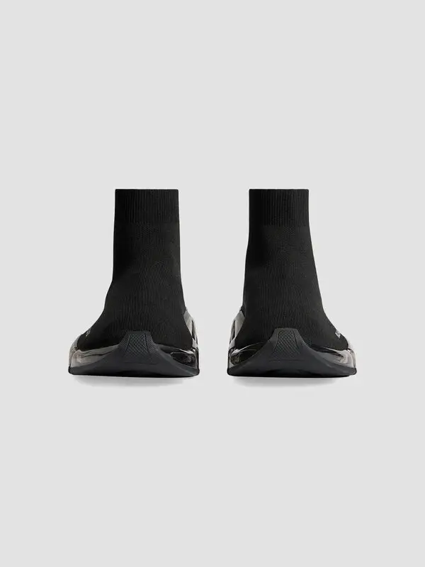 Balenciaga Speed 2.0 Full Clear Sole Knit Sneakers - Black