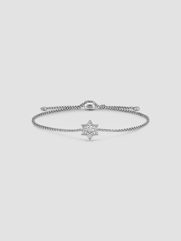 David Yurman Star Of David Station Bracelet In Sterling Silver With Diamonds 12mm - Diamond