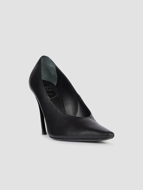 ROGER VIVIER Choc Decollette 100mm Leather Curved-heel Pumps