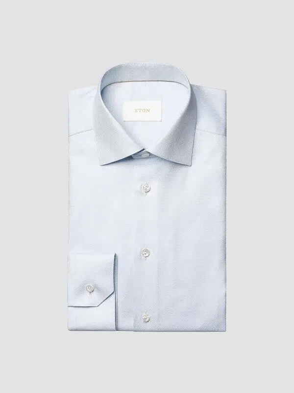 Eton Contemporary-fit Textured Elevated Piqué Shirt - Blue