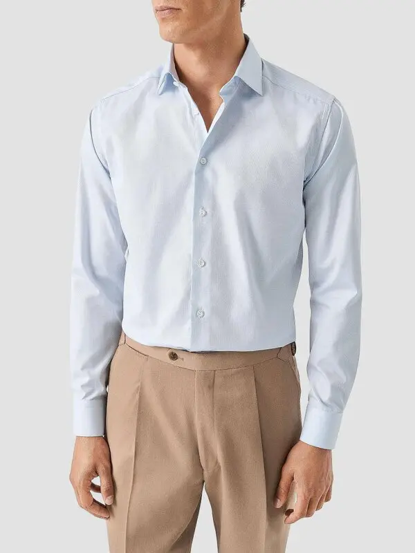 Eton Contemporary-fit Textured Elevated Piqué Shirt - Blue