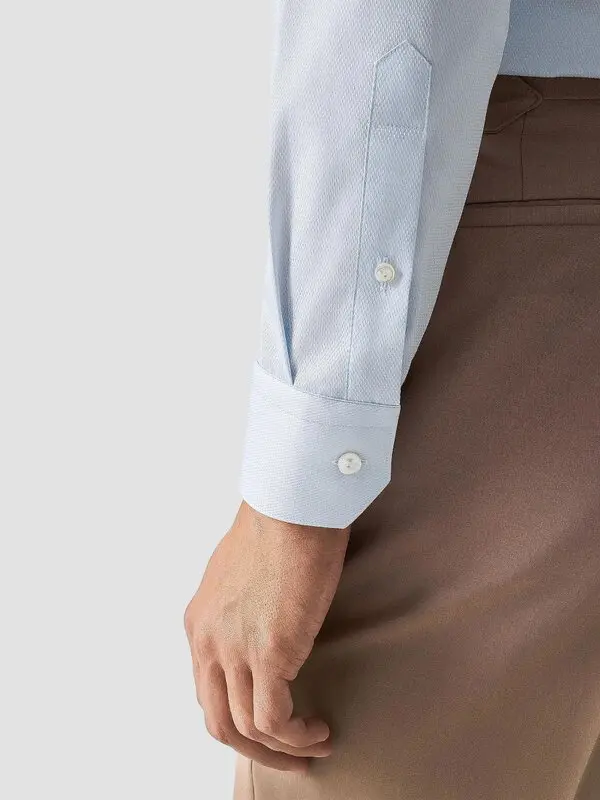 Eton Contemporary-fit Textured Elevated Piqué Shirt - Blue