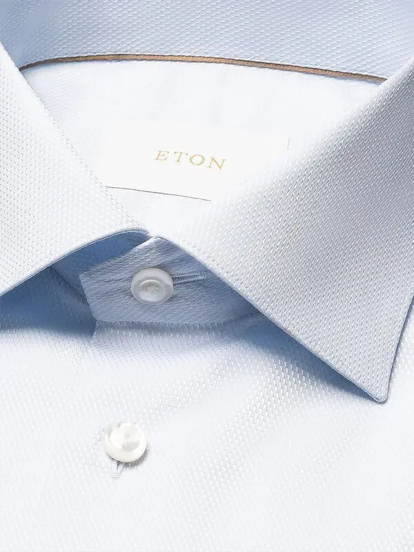 Eton Contemporary-fit Textured Elevated Piqué Shirt - Blue