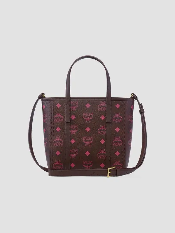 Mcm Mini Toni Visetos Cotton Shopper Tote Bag - Cinnamon
