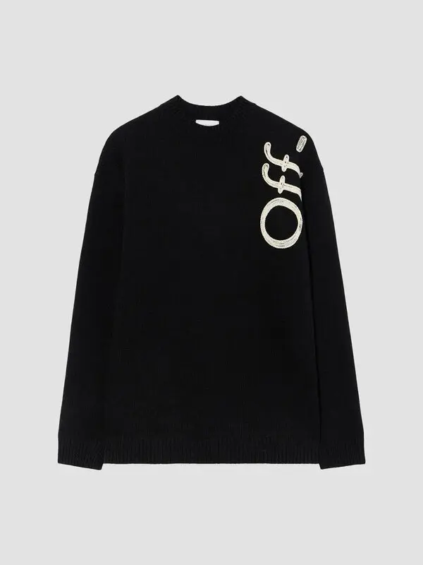 Off-White Vertical Bookish Knit Crewneck Sweater