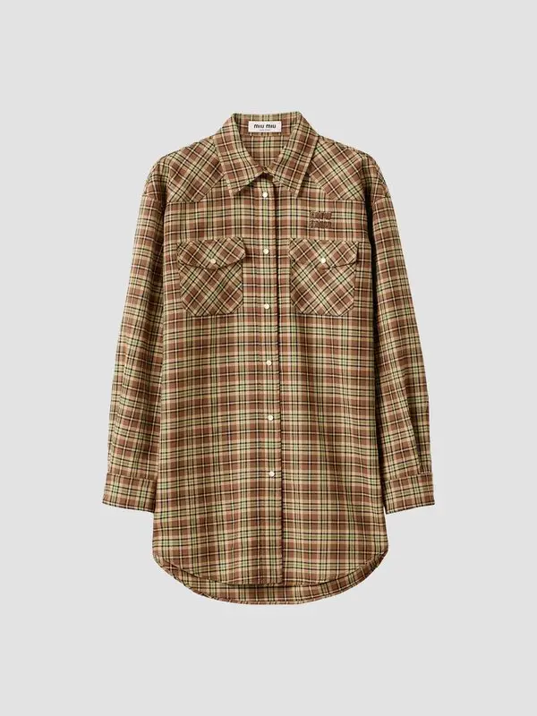 Miu Miu Plaid Shirt - Brown