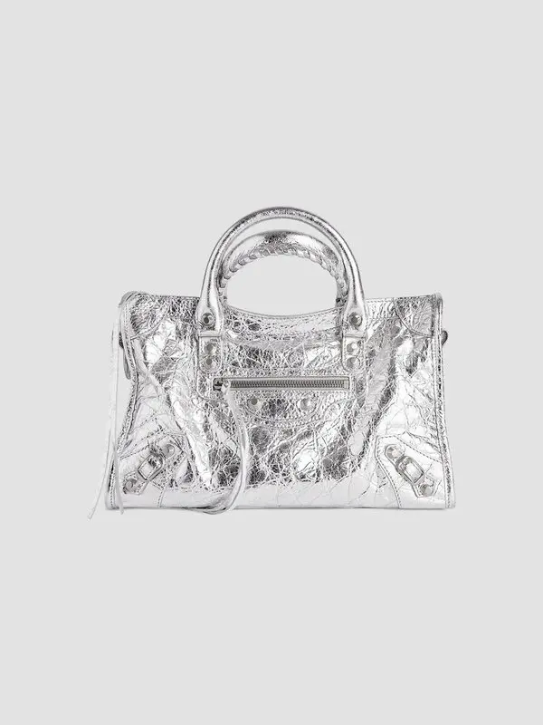 Balenciaga Le City Small Top Handle Metallized Bag - Silver