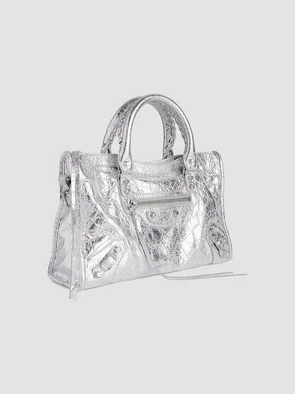 Balenciaga Le City Small Top Handle Metallized Bag - Silver