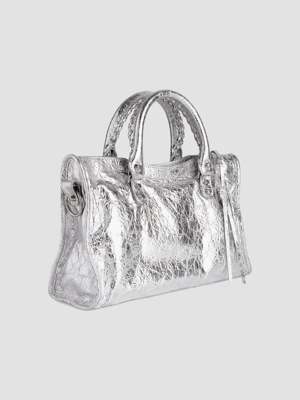 Balenciaga Le City Small Top Handle Metallized Bag - Silver