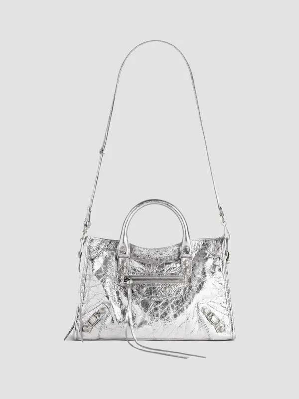 Balenciaga Le City Small Top Handle Metallized Bag - Silver