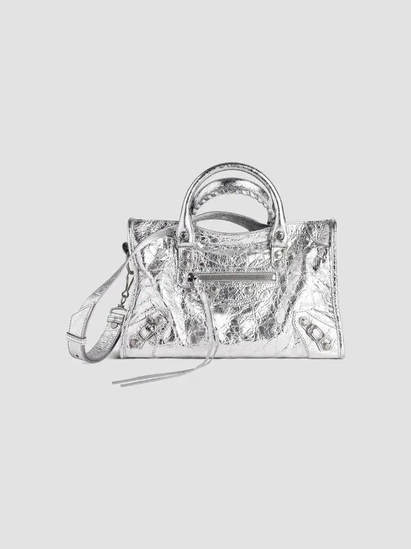 Balenciaga Le City Small Top Handle Metallized Bag - Silver